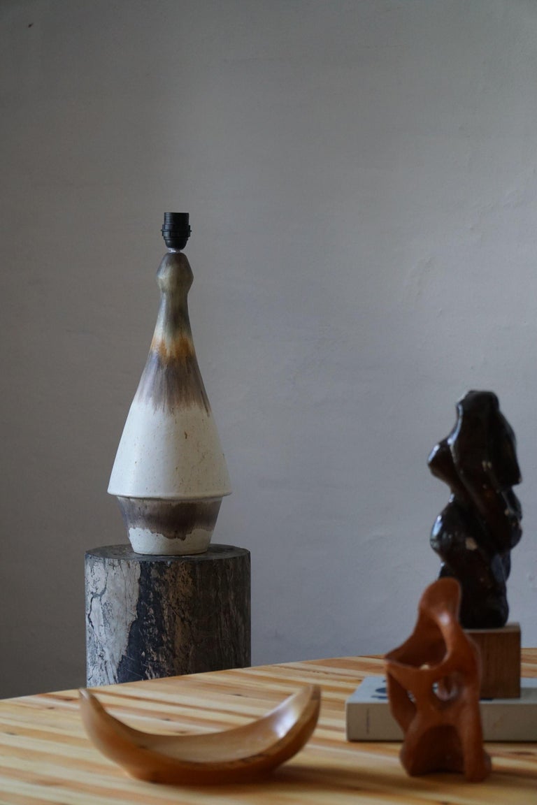 Danish Modern Ceramic Table Lamp, Hare’s Fur Glaze, Made by Kamo in ...