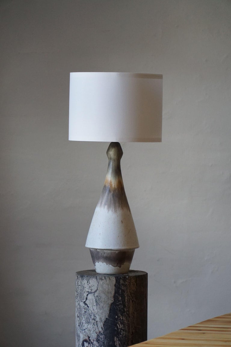 Danish Modern Ceramic Table Lamp, Hare’s Fur Glaze, Made by Kamo in ...