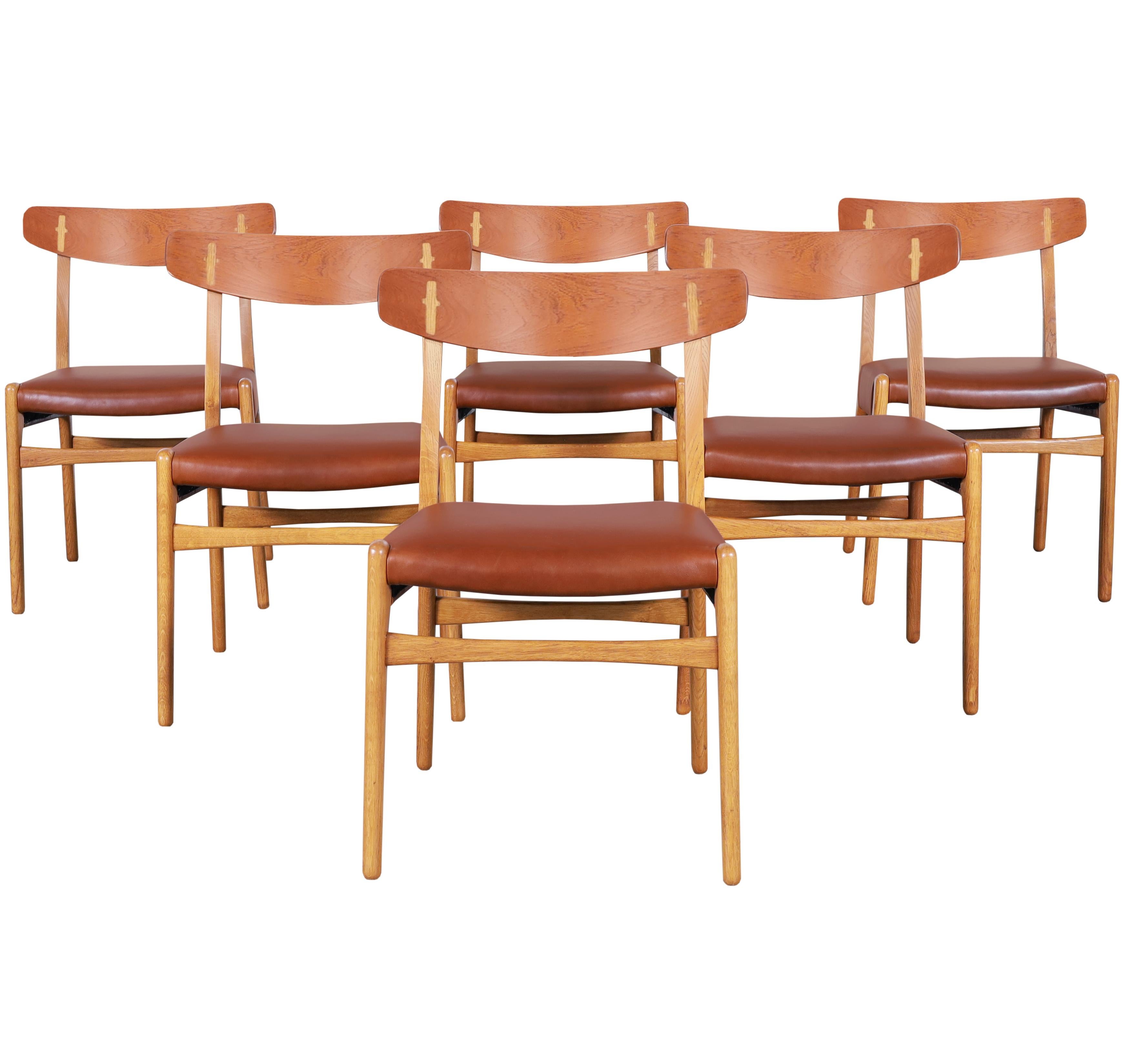 Danish Modern CH-23 Leather Dining Chairs by Hans J. Wegner For Sale at ...