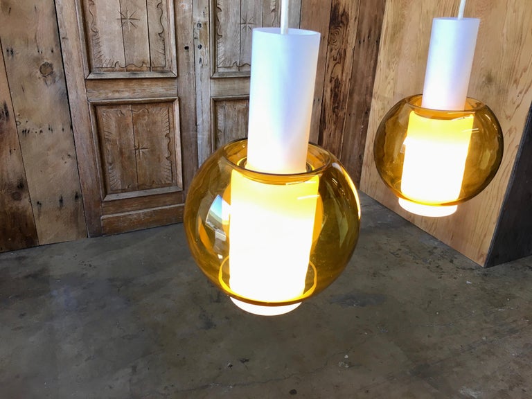 Danish Modern Double Glass Pendant Light by Nordisk Solar For Sale at ...