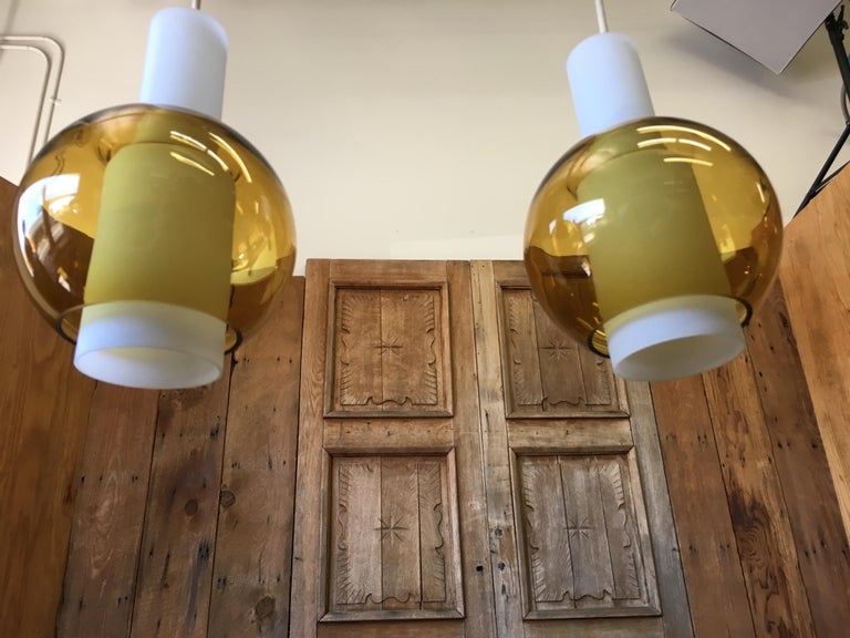 Danish Modern Double Glass Pendant Light by Nordisk Solar For Sale at ...