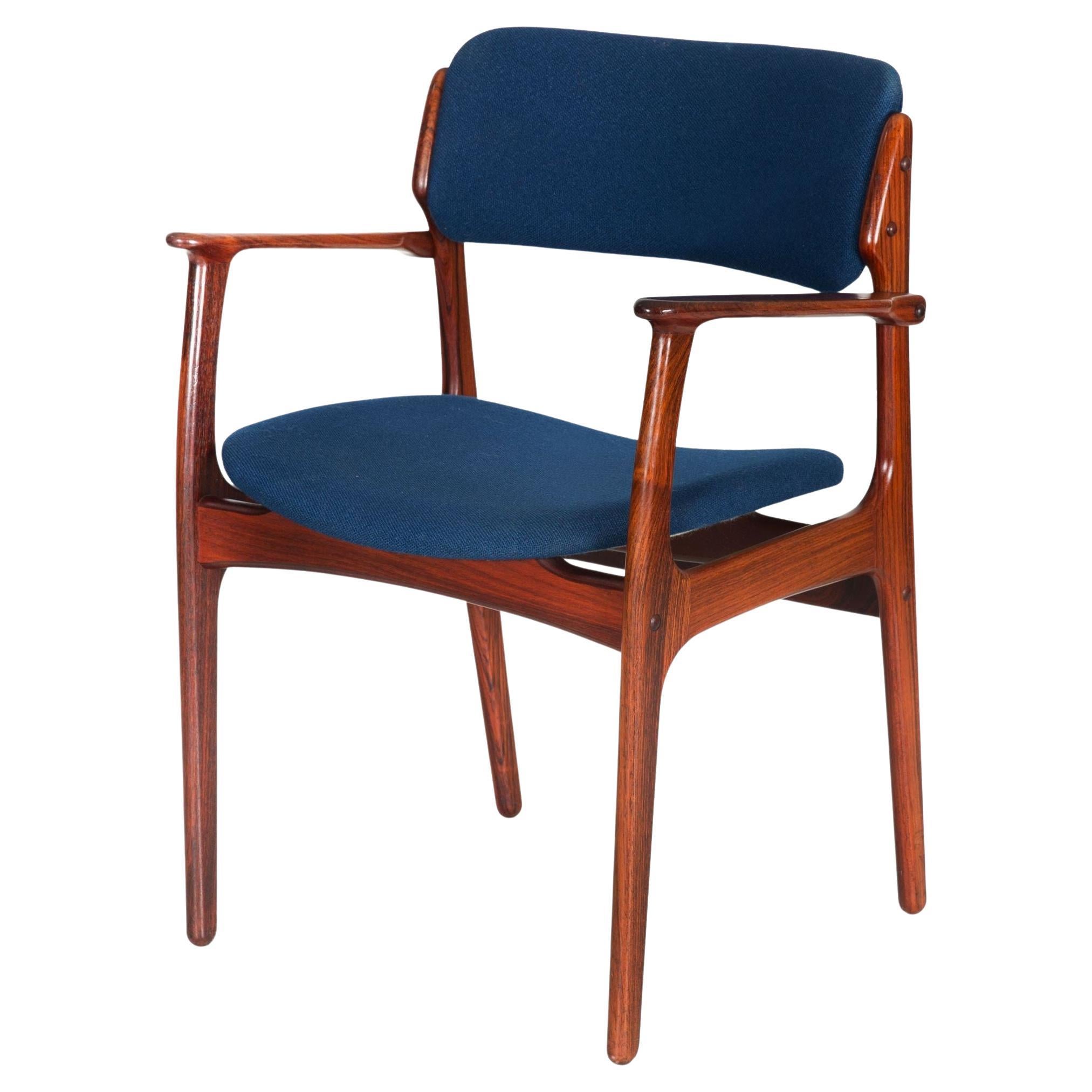 Danish Modern Model 49 Rosewood and Black Leather Dining Chair by Erik ...