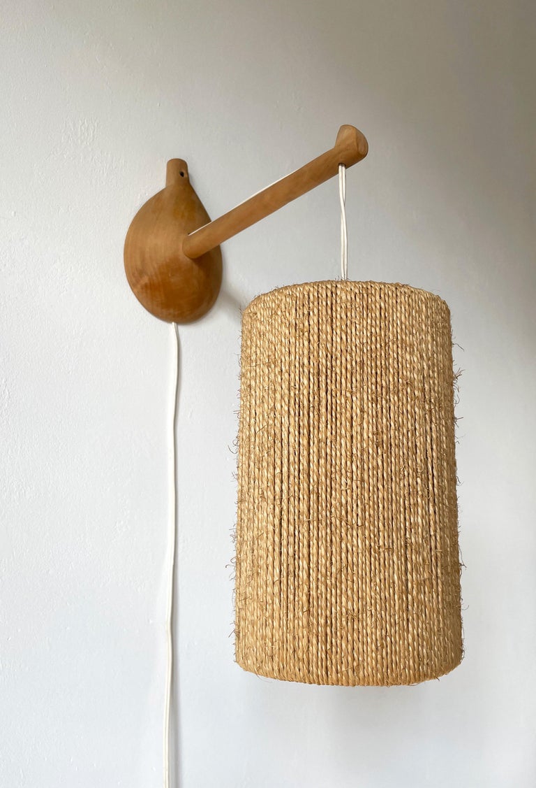 Danish Modern Fog and Morup Style Papercord Wall Light, 1950s For Sale ...