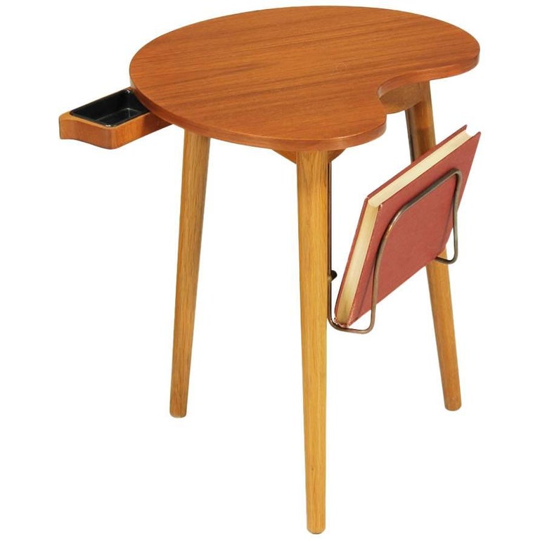Danish Modern "Gorm" Side Table with Cigar Ashtray and Magazine Holder ...
