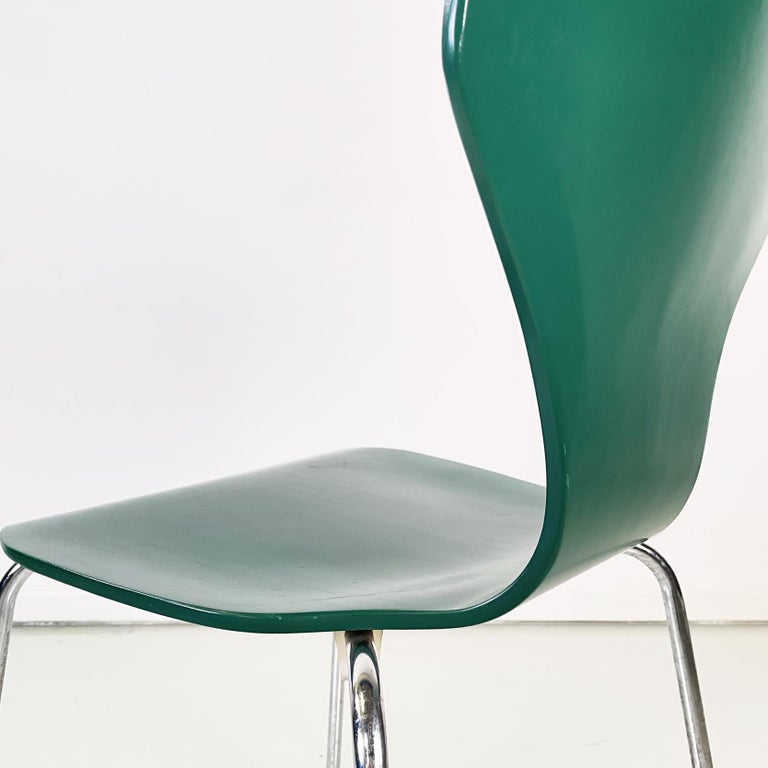 Danish Modern Green Wooden and Steel Chairs by Phoenix, 1970s at 1stDibs