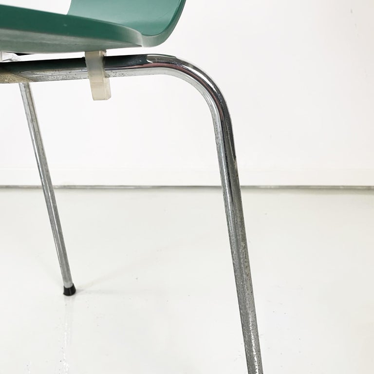 Danish Modern Green Wooden and Steel Chairs by Phoenix, 1970s at 1stDibs