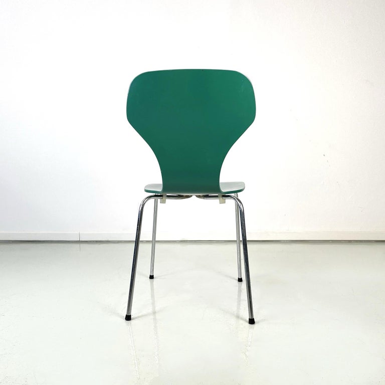 Danish Modern Green Wooden and Steel Chairs by Phoenix, 1970s at 1stDibs