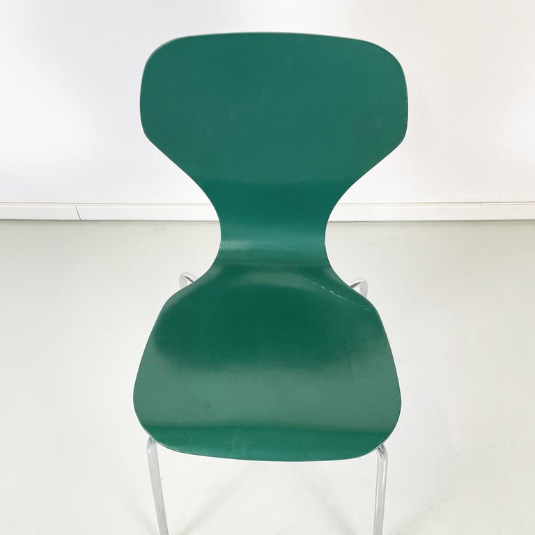 Danish Modern Green Wooden and Steel Chairs by Phoenix, 1970s at 1stDibs