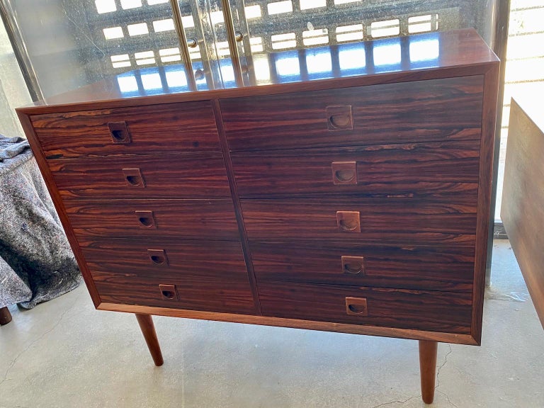 Danish Modern Hardwood Commode with Ten Drawers For Sale at 1stDibs