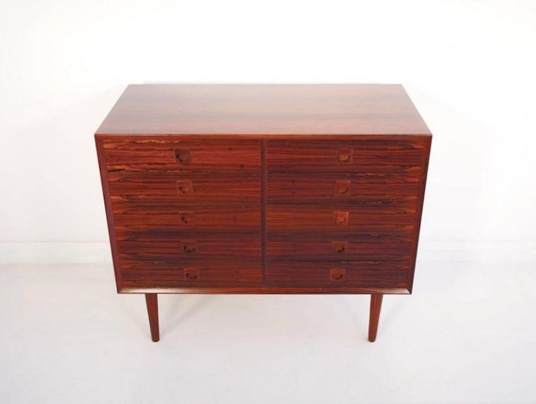 Danish Modern Hardwood Commode with Ten Drawers For Sale at 1stDibs
