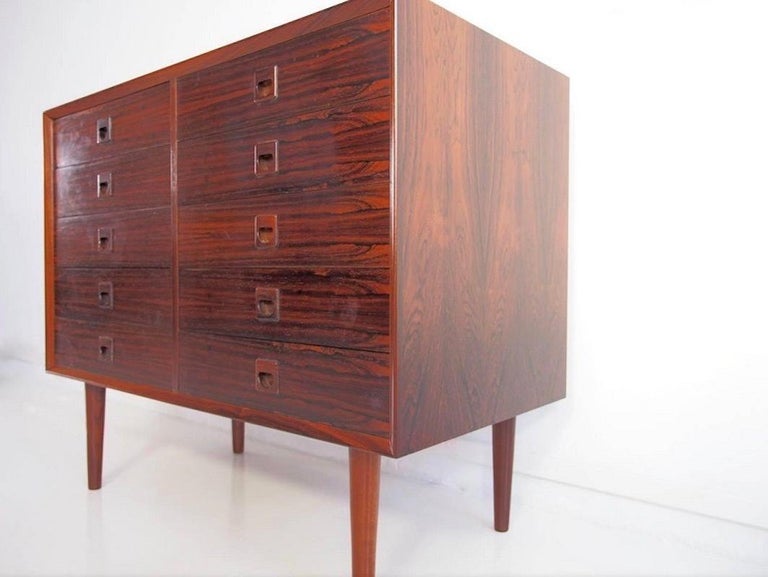 Danish Modern Hardwood Commode with Ten Drawers For Sale at 1stDibs