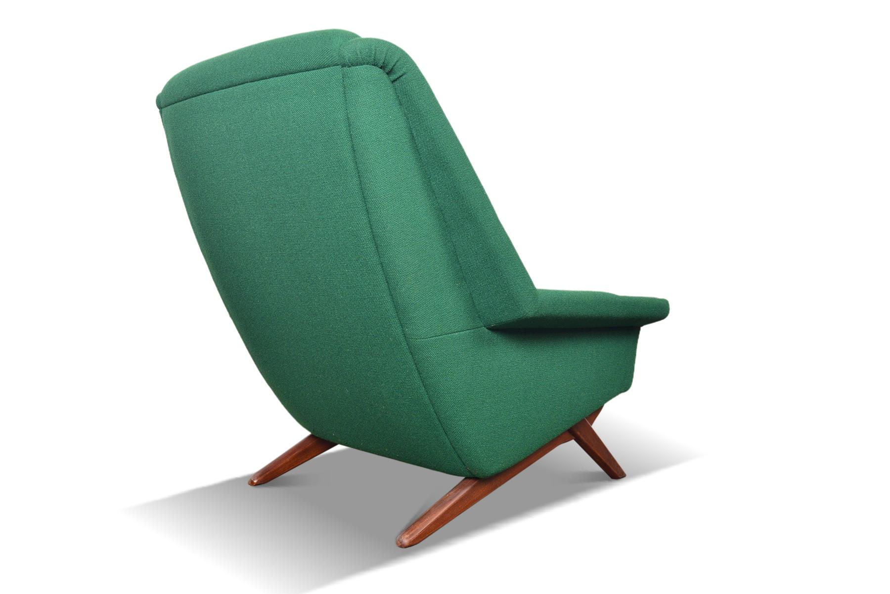 Danish Modern Jet Age Lounge Chair in Forrest Green Wool For Sale at ...