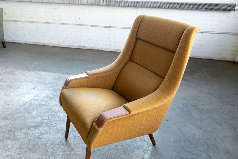 Danish Modern Late 1950's Lounge Chair with Teak Accents For Sale at ...
