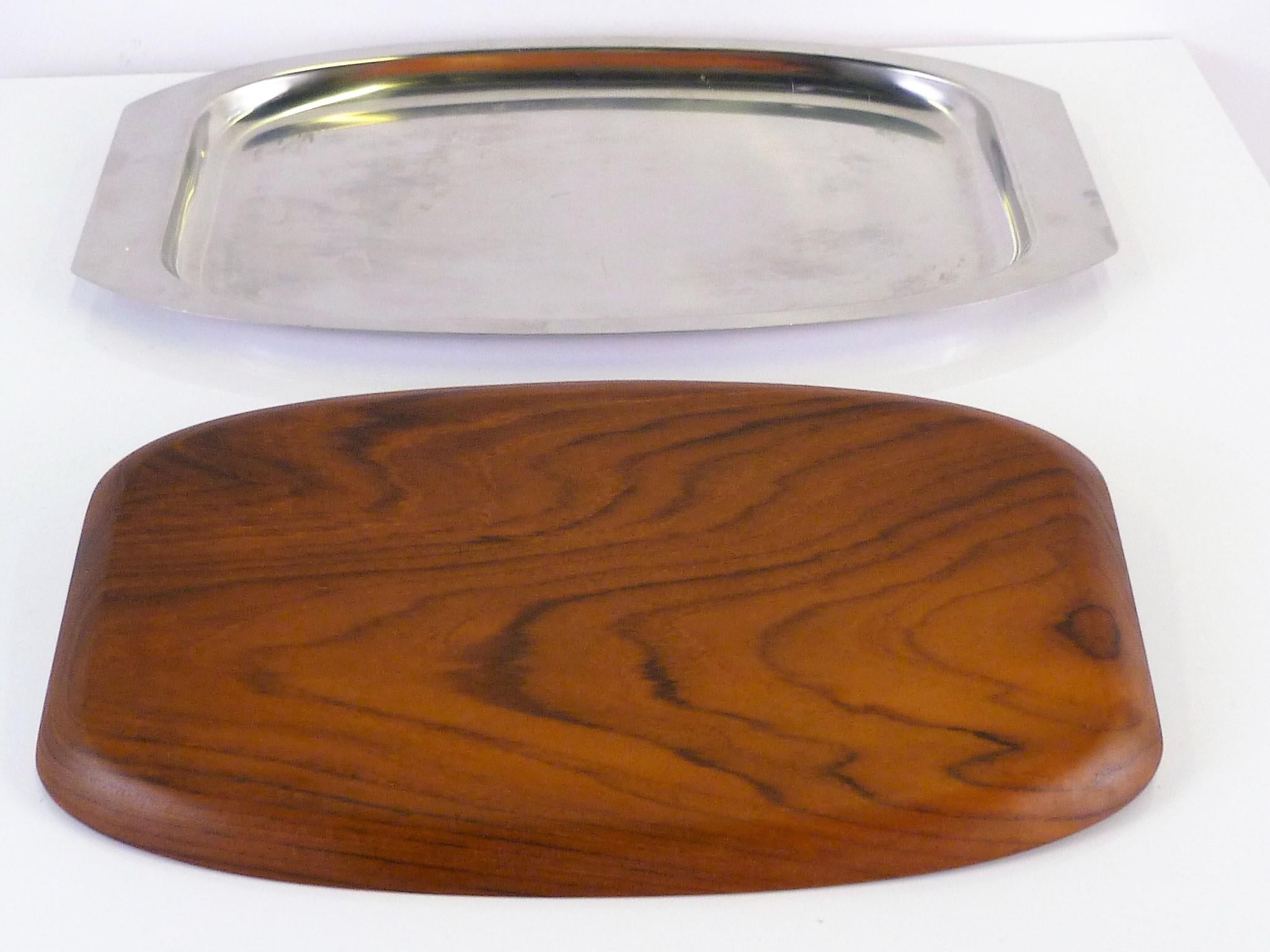 Danish Modern Lauffer Carving Board in Teak and Stainless Steel Denmark ...