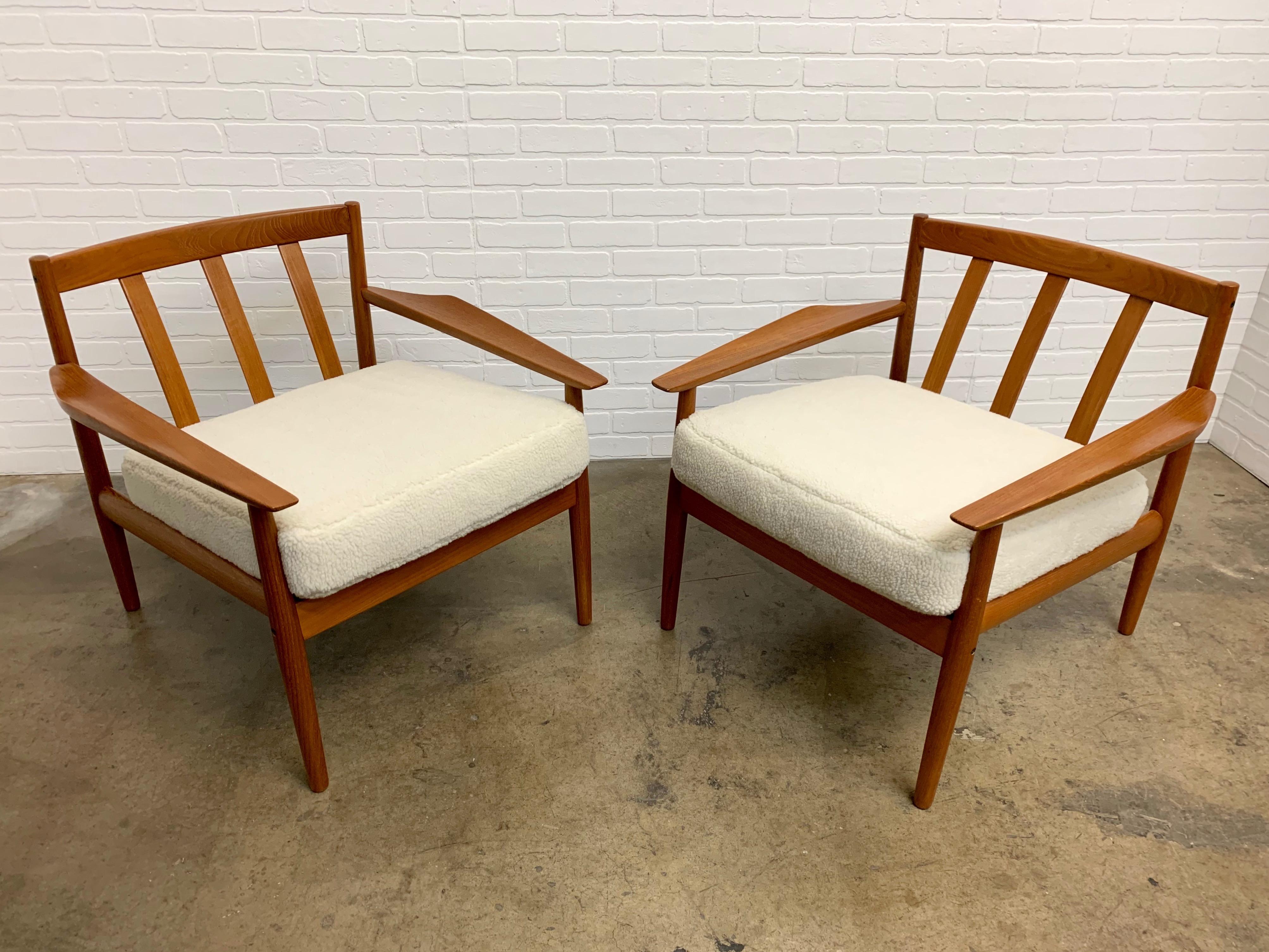 Danish Modern Lounge Chairs by Arne Vodder in Teddy Faux Fur For Sale ...