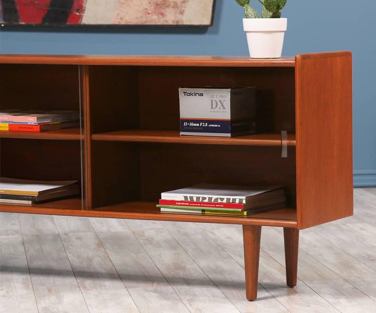 Danish Modern Low Profile Teak Bookcase at 1stDibs