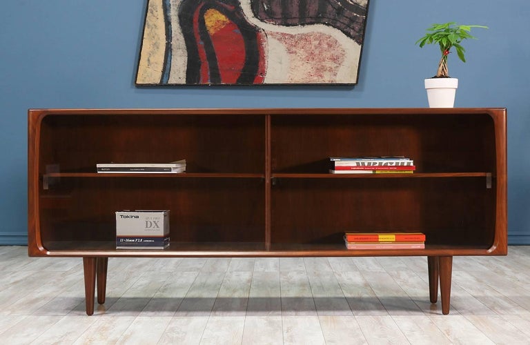 Danish Modern Low Profile Walnut Bookcase at 1stDibs | low walnut ...