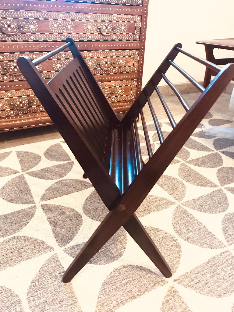 Danish Modern Magazine Stand in Dark Brown Beechwood, c. 1950s For Sale ...
