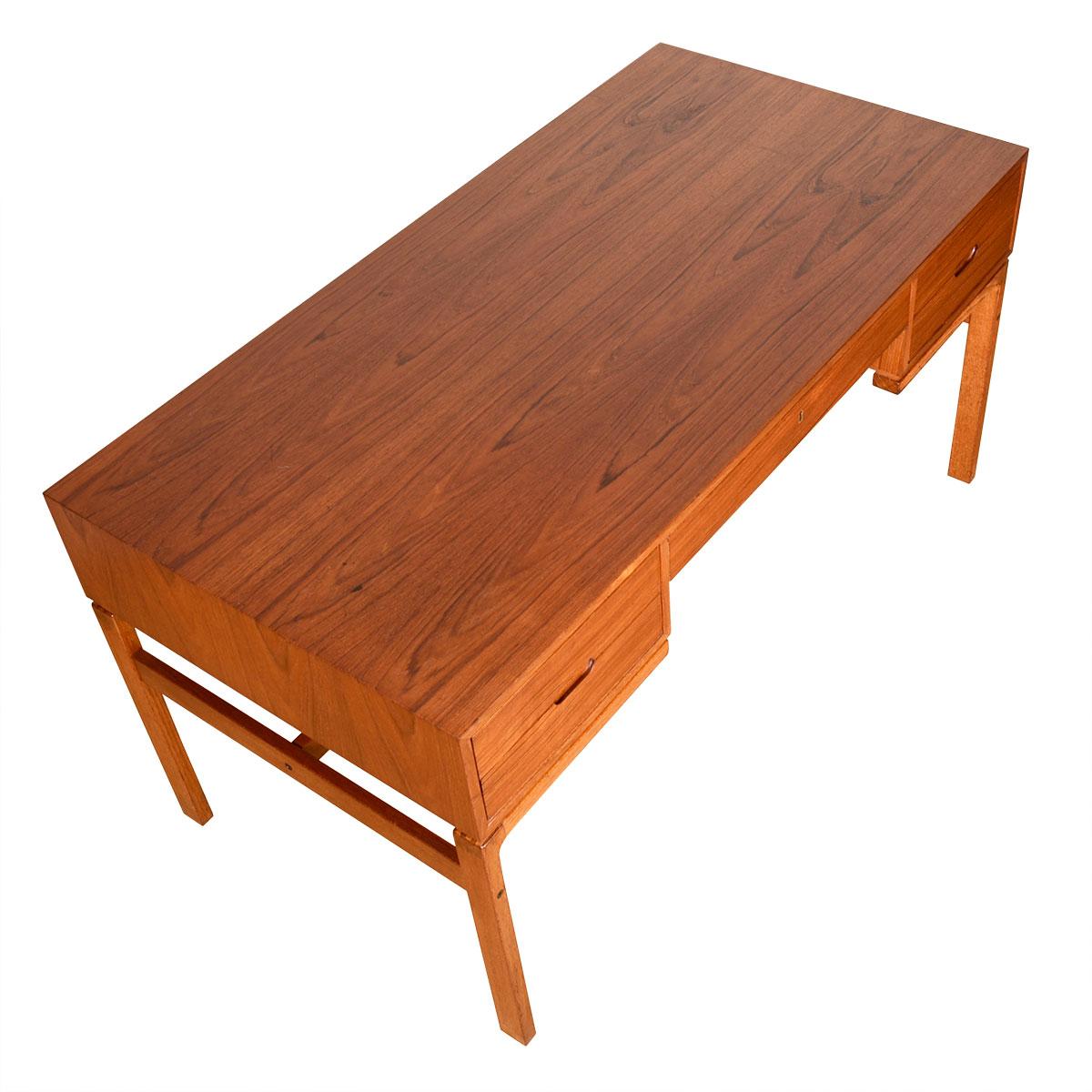 Danish Modern Minimalist Teak Desk For Sale at 1stDibs