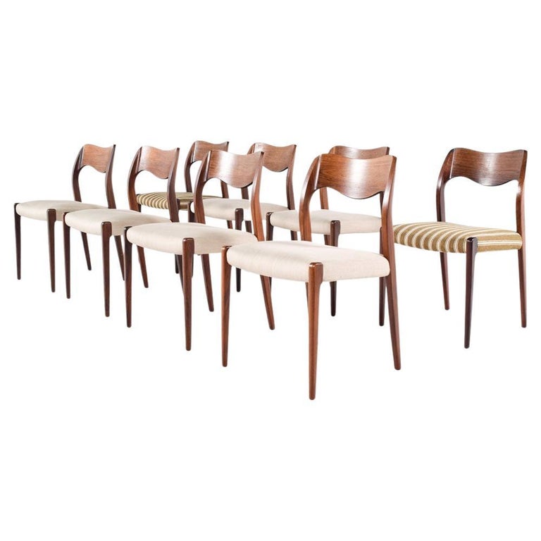 Danish Modern Niels O. Moller Set of 8 Rosewood Model 71 Dining Chairs ...