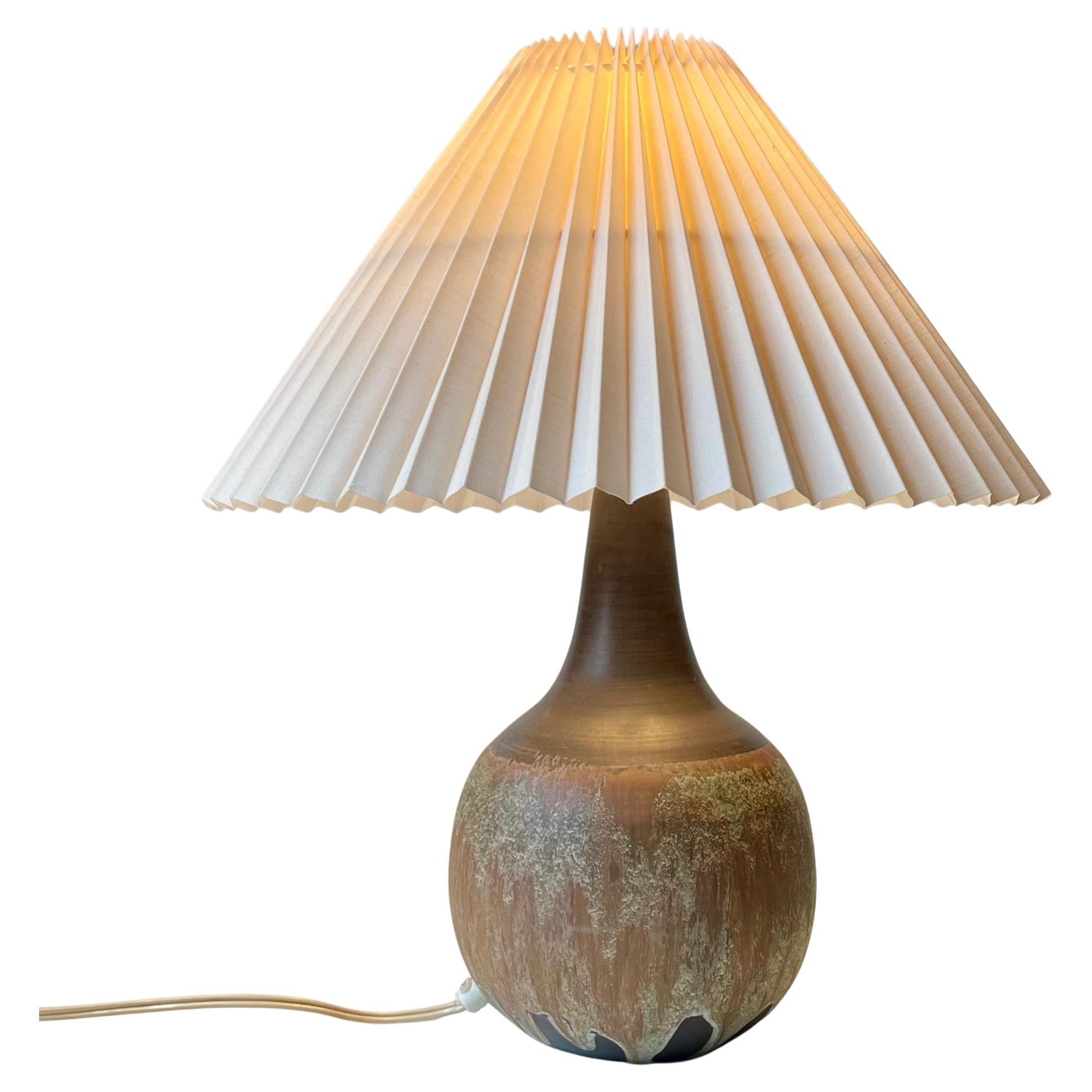 Danish Modern Olive and Brown Glazed Ceramic Table Lamp by Judith ...