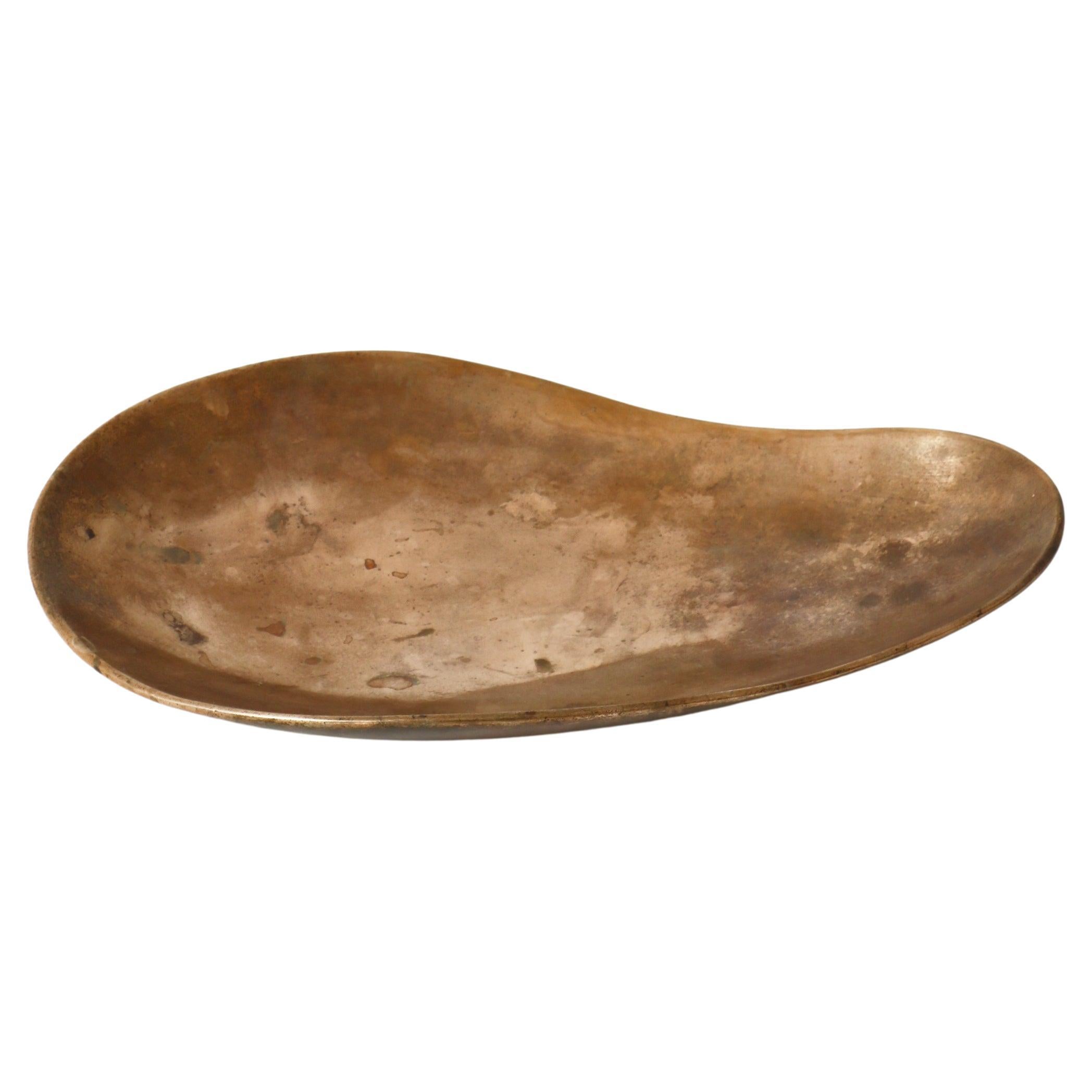 Large Danish Modern Organic Shaped Tray / Vide-Poche in Patinated ...