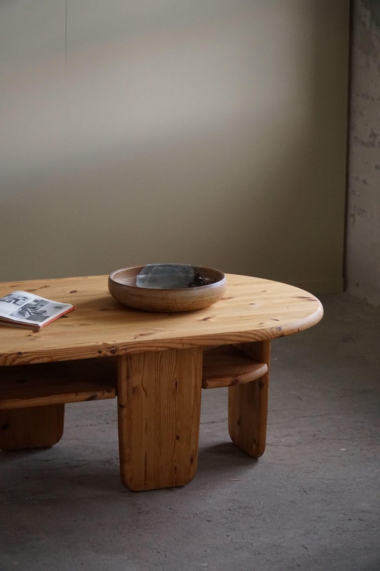 Danish Modern Oval Coffee Table in Solid Pine, Rainer Daumiller Style ...