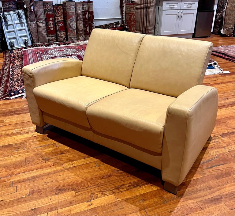 Danish Modern Postmodern Ekornes Leather Loveseat at 1stDibs