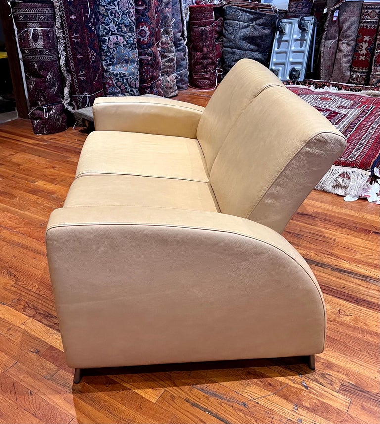 Danish Modern Postmodern Ekornes Leather Loveseat at 1stDibs