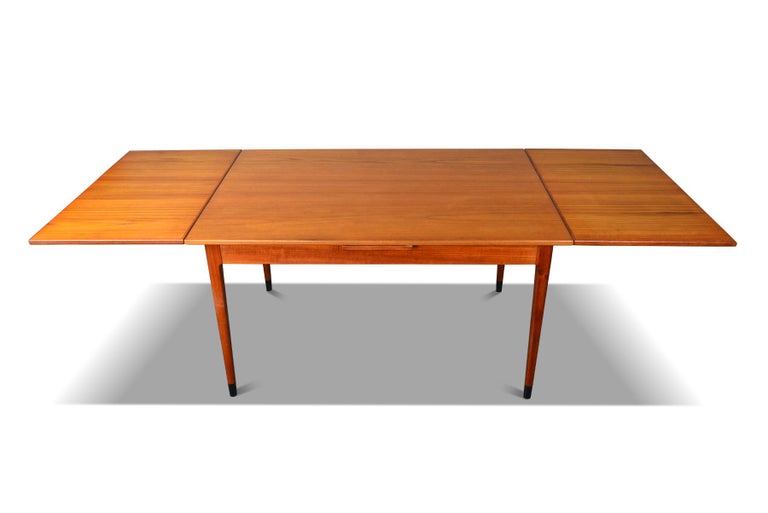 Danish Modern Rectangular Draw Leaf Mid Century Dining Table in Teak ...