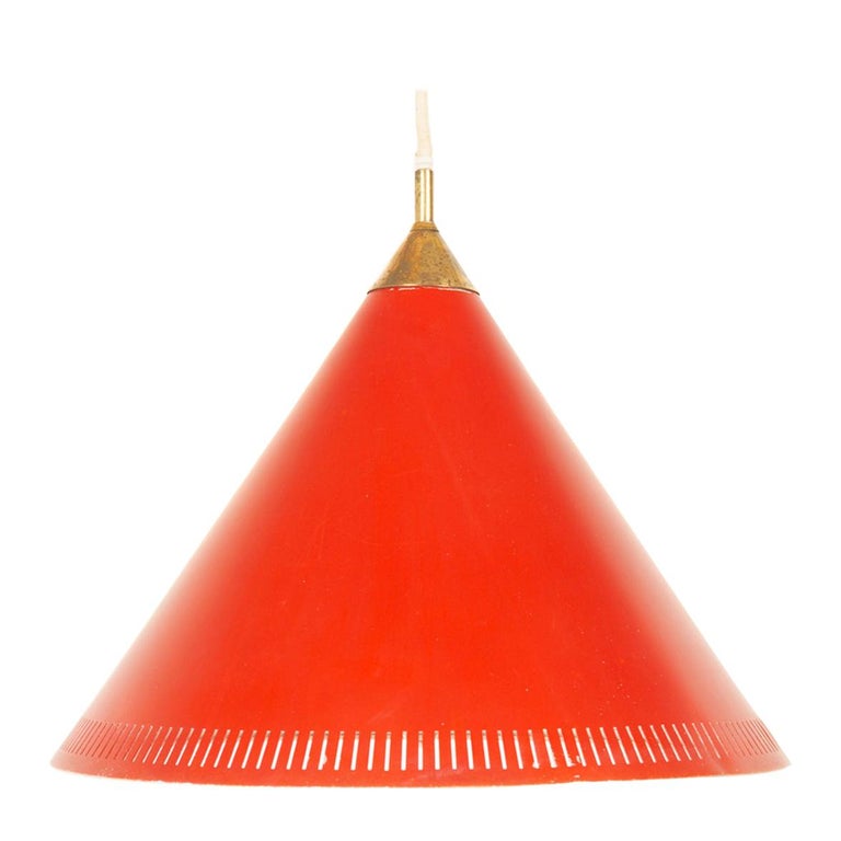 Pendentif moderne danois rouge « Kegle » de Bent Karlby pour Lyfa ...