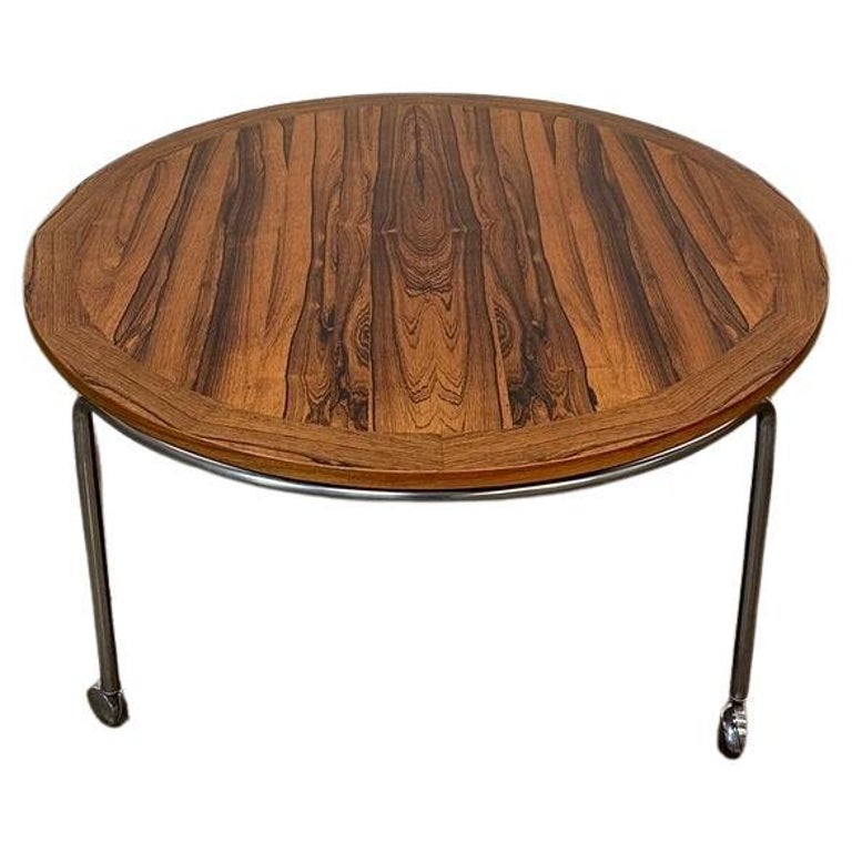 Danish Modern Rosewood and Chrome Coffee Table For Sale at 1stDibs