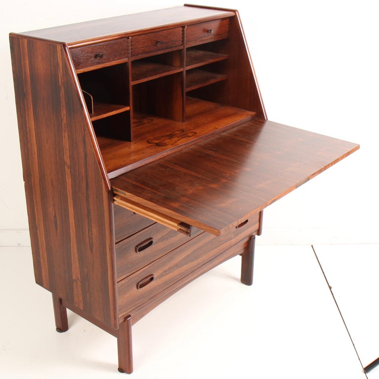 Danish Modern Rosewood Drop Front Secretary at 1stDibs