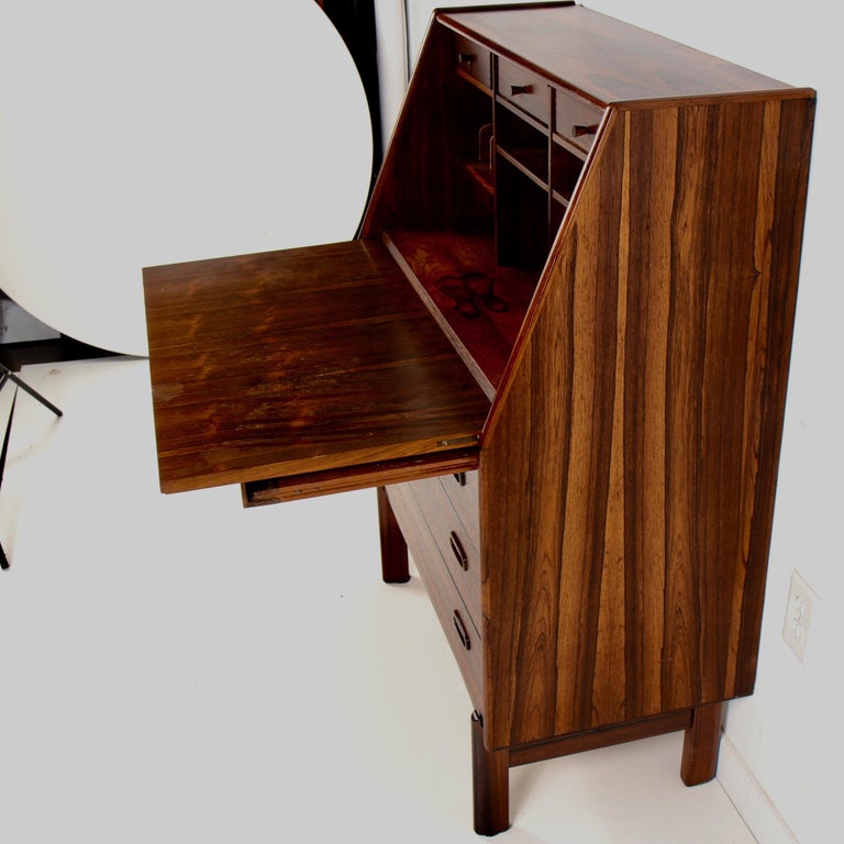 Danish Modern Rosewood Drop Front Secretary at 1stDibs