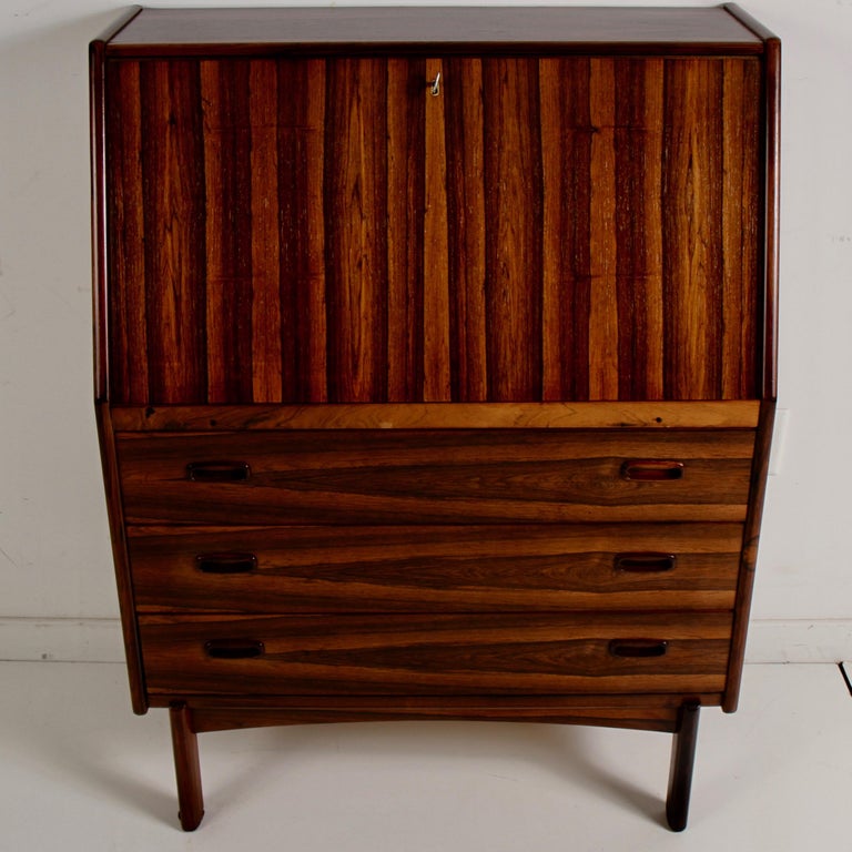 Danish Modern Rosewood Drop Front Secretary at 1stDibs