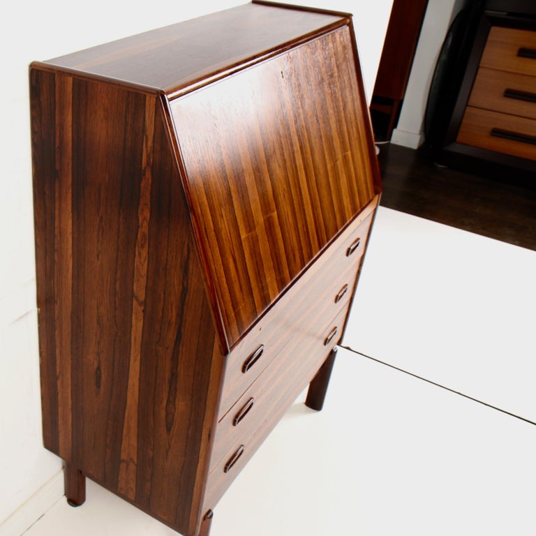 Danish Modern Rosewood Drop Front Secretary at 1stDibs