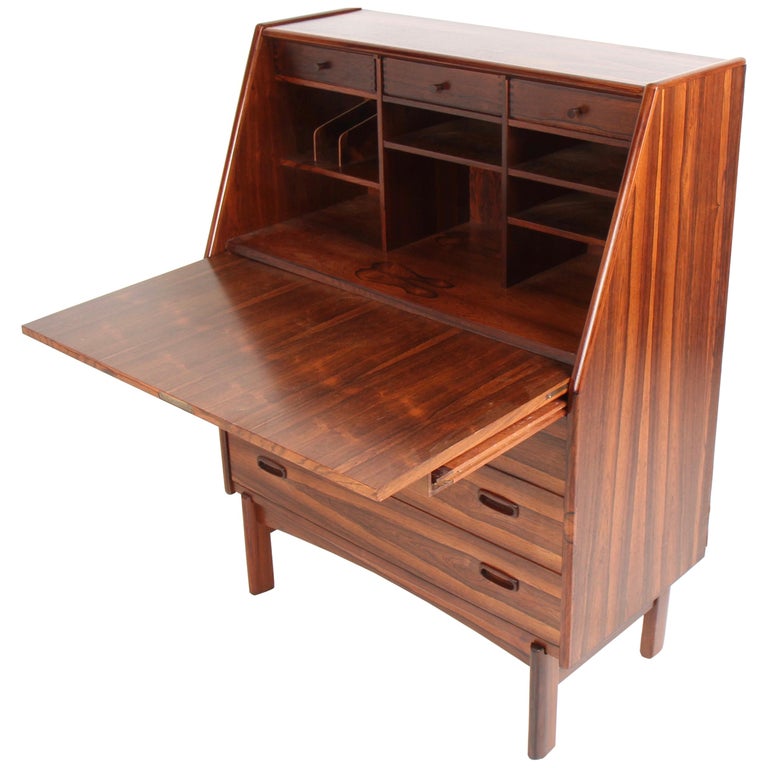Danish Modern Rosewood Drop Front Secretary at 1stDibs