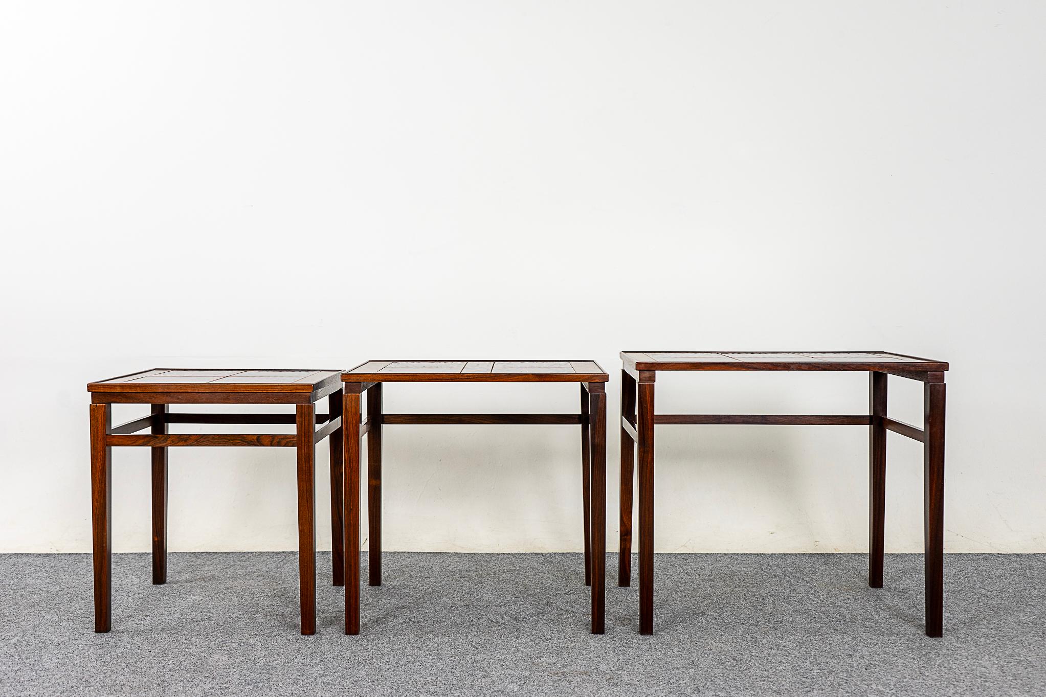 Danish Modern Rosewood and Tile Nesting Table For Sale at 1stDibs