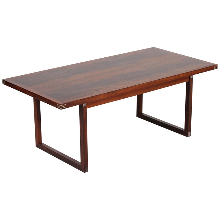 Danish Modern Rud Thygesen Sleigh Leg Coffee Table of Rosewood with ...