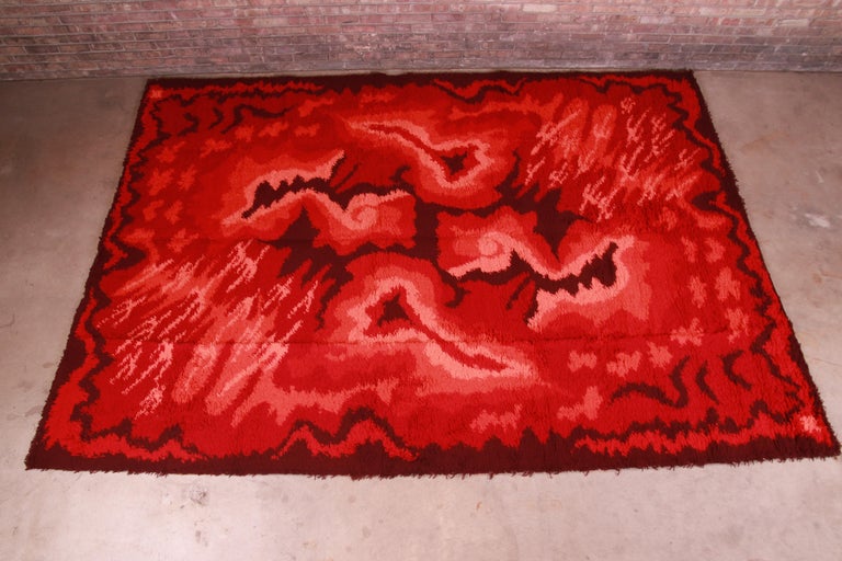 Danish Modern Rya Shag Wool Rug, 1970s For Sale at 1stDibs