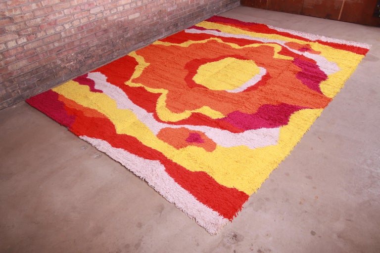 Danish Modern Rya Shag Wool Rug, 1970s For Sale at 1stDibs