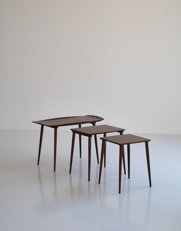 Danish Modern Set of Nesting Tables in Rosewood by A. Jacobsen, 1960s ...