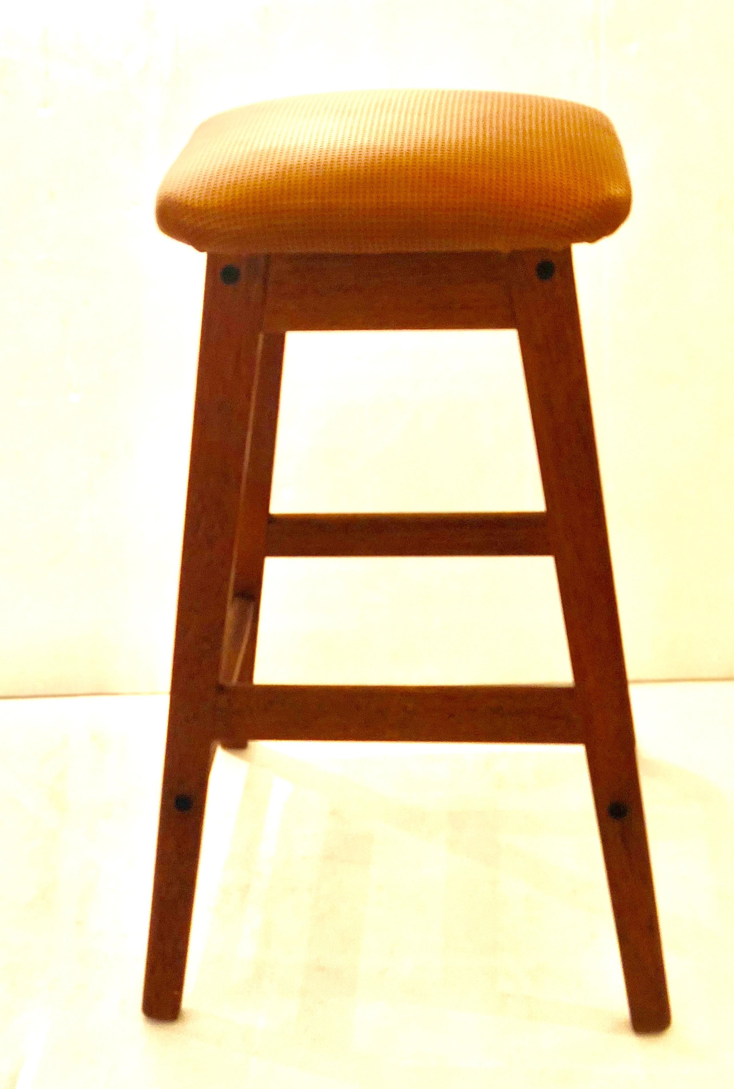 Danish Modern Single Solid Teak and Leather Stool by Vamdrup ...