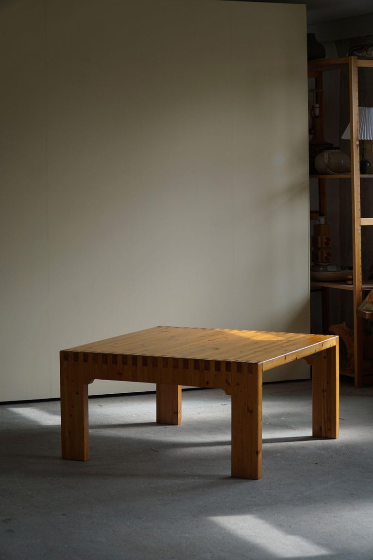 Danish Modern Solid Square Pine Coffee Table, Made in 1970s at 1stDibs