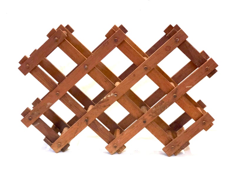 Danish Modern Solid Teak 8 Bottle Capacity Folding Wine Rack For Sale ...