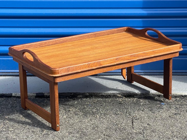 Danish Modern Solid Teak Folding Bed / Breakfast Tray For Sale at 1stDibs