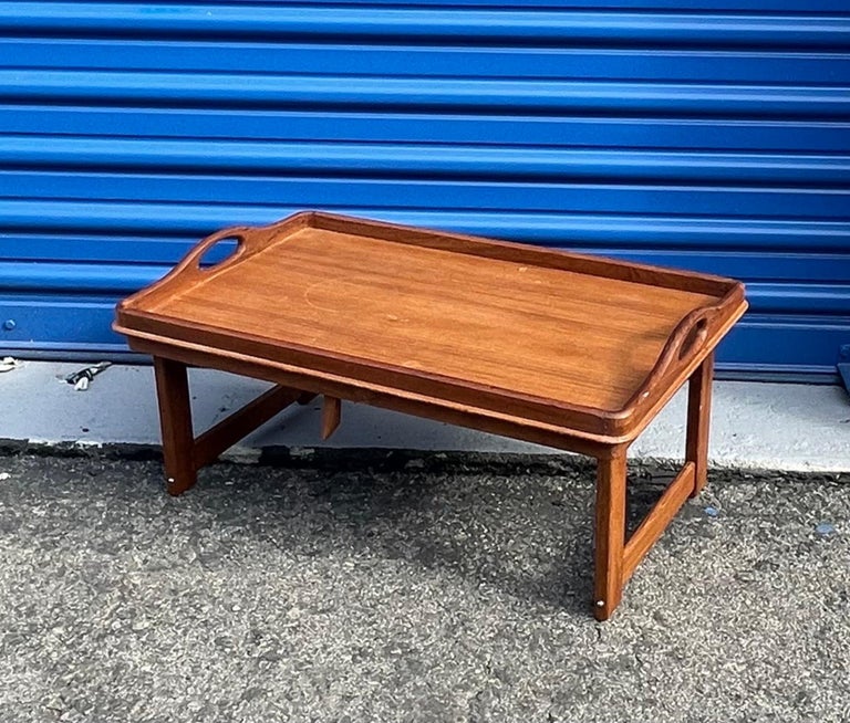 Danish Modern Solid Teak Folding Bed / Breakfast Tray For Sale at 1stDibs