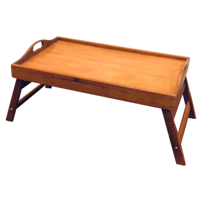 Danish Modern Solid Teak Folding Bed / Breakfast Tray at 1stDibs