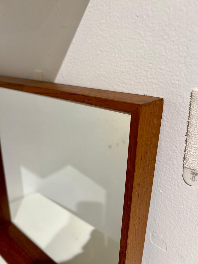 Danish Modern Solid Teak Frame Mirror Attributed to Pedersen and Hansen ...