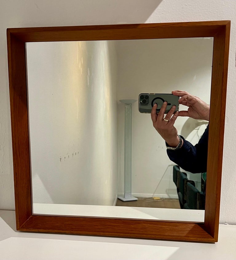 Danish Modern Solid Teak Frame Mirror Attributed to Pedersen and Hansen ...